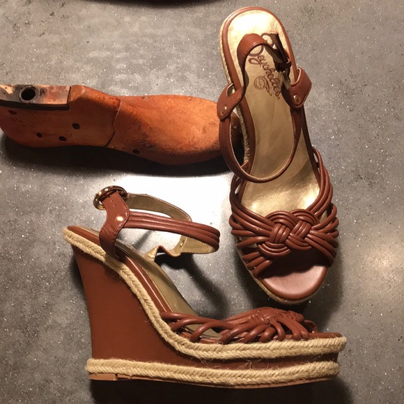 Seychelles | Shoes | Seychelles Harlow Brown Leather Wedge Sandals New ...